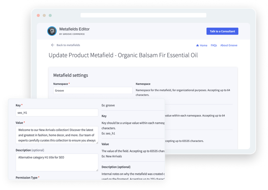 Free BigCommerce Metafields Editor App - Groove Commerce